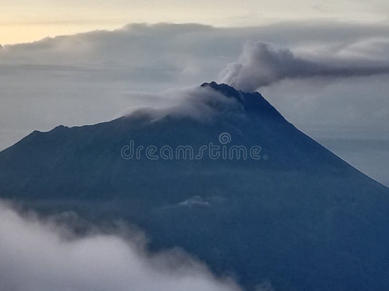 Mount Merapi View from Savana Merbabu Mt Stock Image - Image of cumulus ...