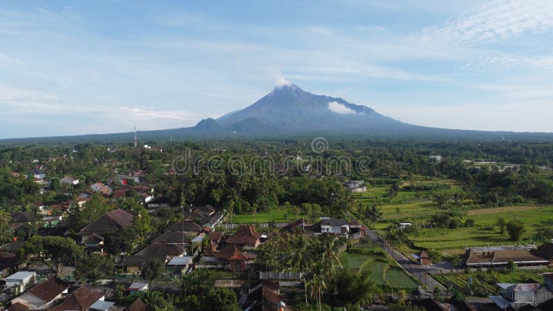 Mount Merapi and the Village Stock Photo - Image of suburb, mountain ...