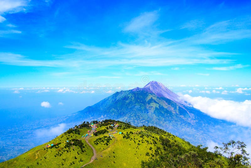 View on Mount Merbabu stock image. Image of blue, peak - 128066199
