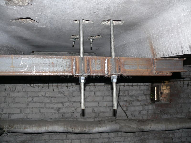 Mount Metal Construction To the Plate of the Building Stock Photo ...