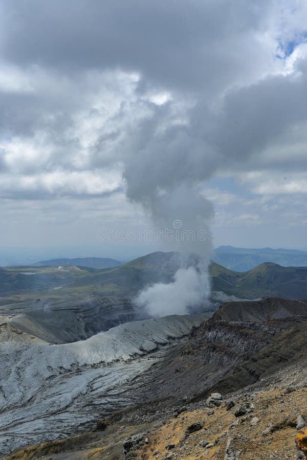 Mount Aso in Japan stock image. Image of mount, smoke - 276702723