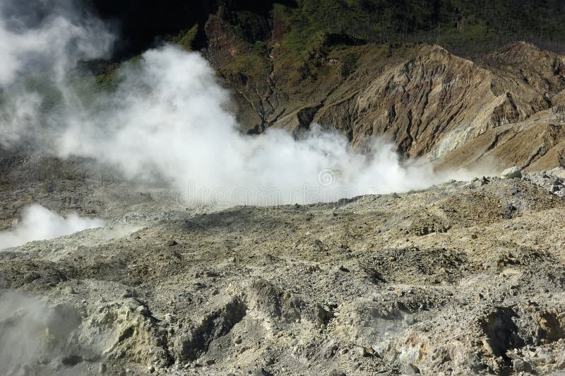 Mount Papandayan Volcanic Crater Stock Image - Image of island, volcano ...