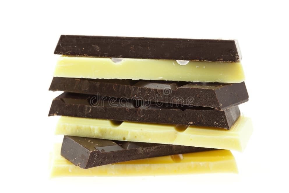 Mount Pieces of White and Dark Chocolate Stock Image - Image of square ...