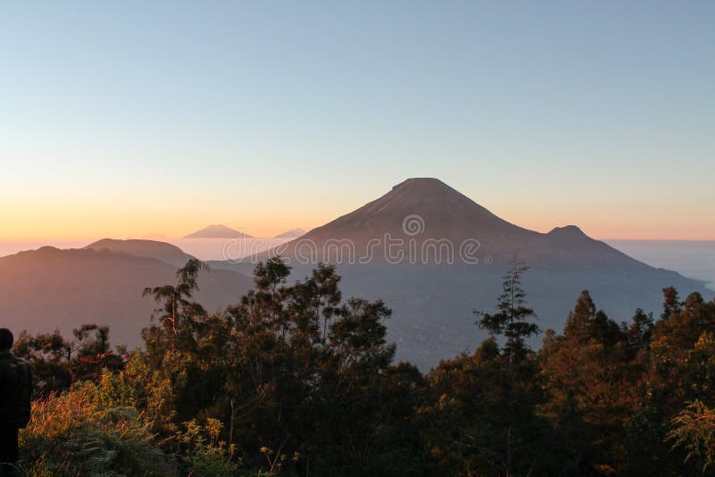 Beautiful Sunset View on Mount Prau, Central Java, Indonesia Stock ...