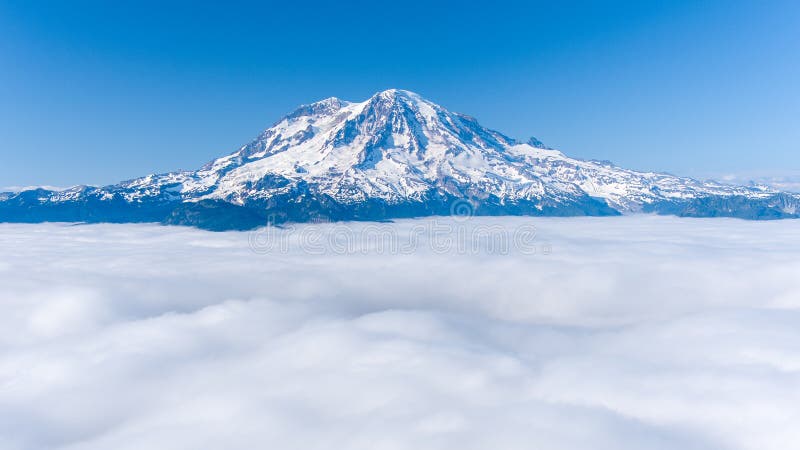 Mount Rainier Above the Clouds from High Rock Lookout in June Stock ...