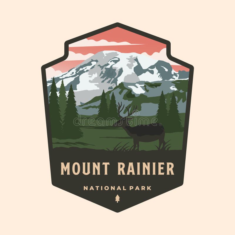 Mount Rainier National Park Emblem Patch Logo Vector Illustration ...
