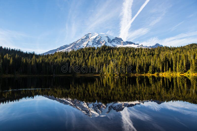 Mt Rainier Reflection on Lake Tipso at Sunrise, Wa Stock Image - Image ...
