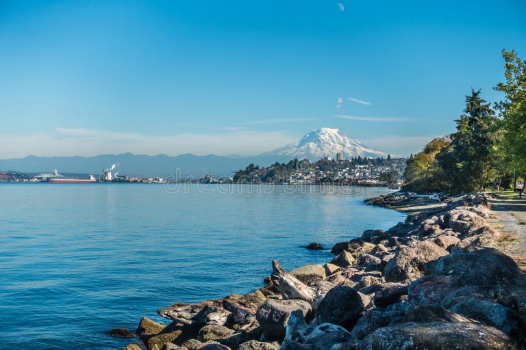 Mount Rainier from Ruston stock photo. Image of tacoma - 77736720