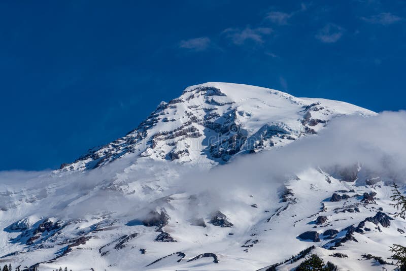 Mount Rainier Summit on a Clear Spring Day Stock Photo - Image of ...
