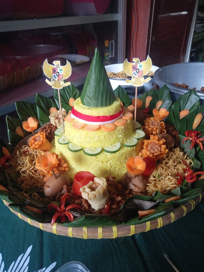 Mount rice Tumpeng stock image. Image of dessert, cupcake - 278193541