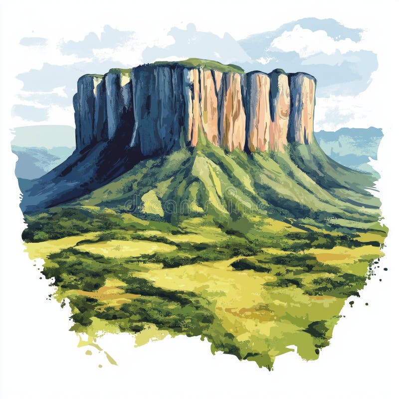 Mount Roraima. Mount Roraima Hand Drawn Watercolor Illustration Stock ...