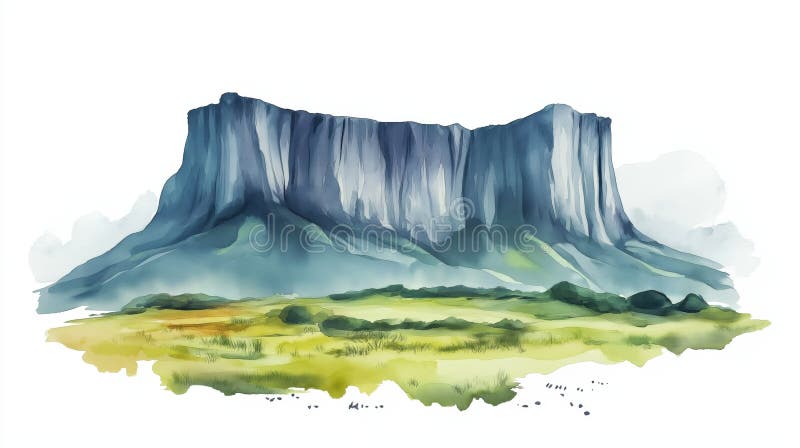 Mount Roraima. Mount Roraima Hand Drawn Watercolor Illustration Stock ...
