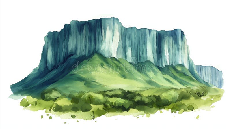Mount Roraima. Mount Roraima Hand Drawn Watercolor Illustration Stock ...
