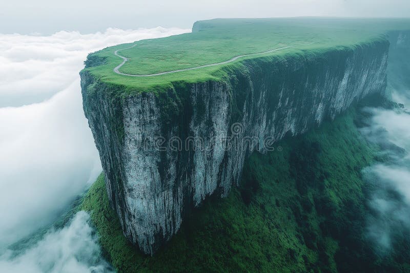 Mount Roraima Surrounded by Clouds, Showcasing Its Flat Summit and ...