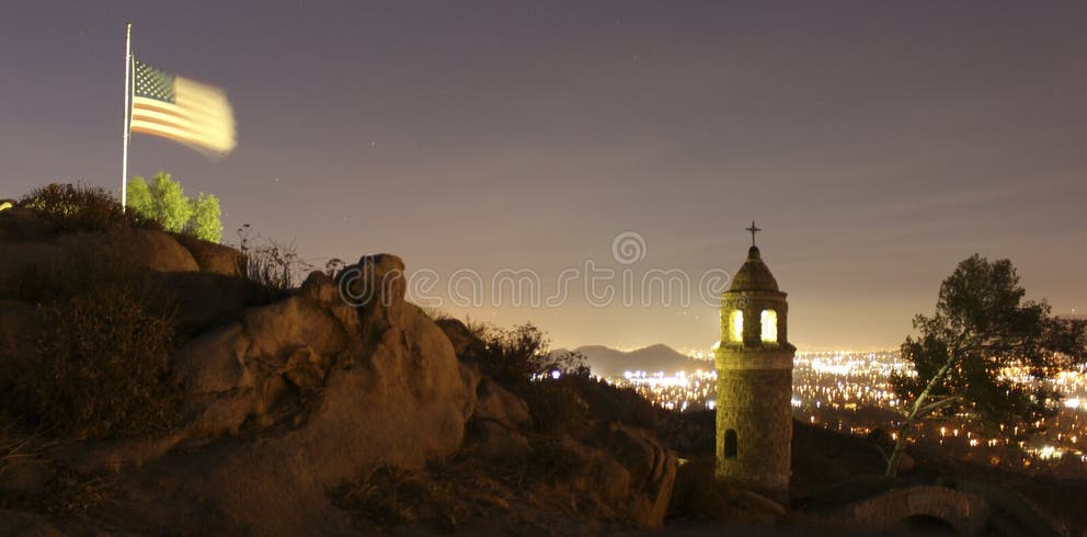 Night View City Riverside Mount Rubidoux Park Stock Photos - Free ...