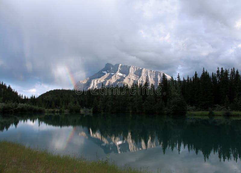 Mount Rundle and Vermillion Lake, Canada Stock Photo - Image of natural ...