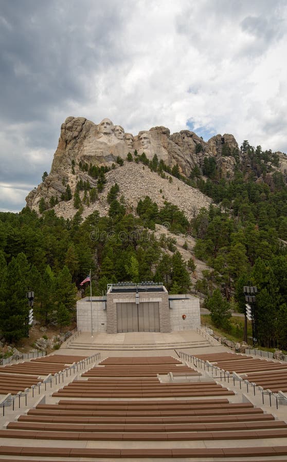 Mount Rushmore Front View in Summer Stock Photo - Image of dawn, golden ...