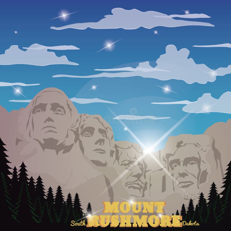 Mount Rushmore National Memorial. Vector Illustration Decorative Design ...