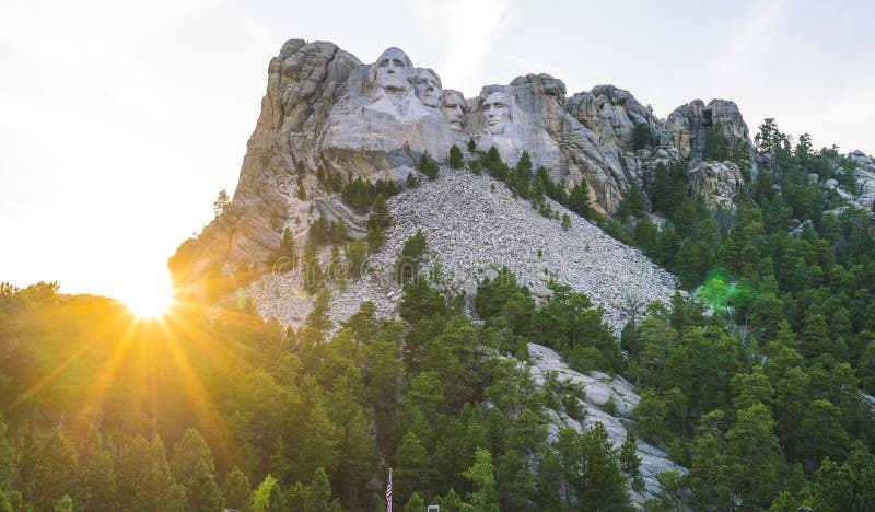 Mount Rushmore Natonal Memorial at Sunset. Stock Image - Image of ...