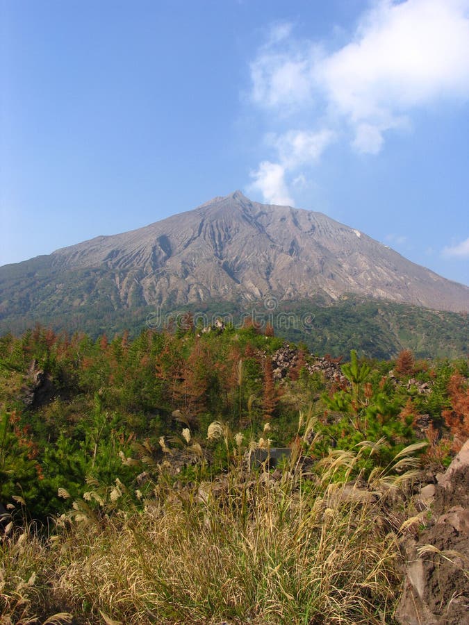 Mount Sakurajima, Japan, Kagoshima Stock Photo - Image of blue, japan ...