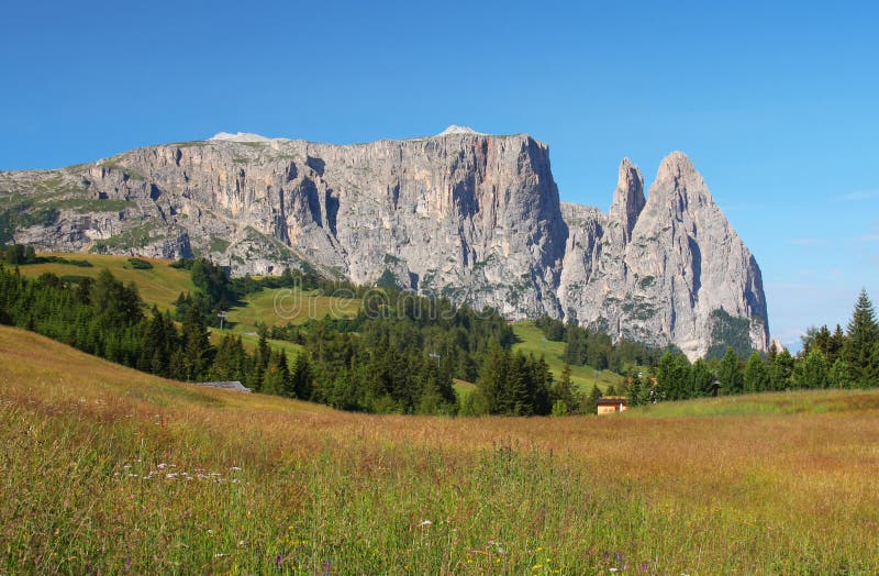 Mount Sciliar in the Dolomites Stock Image - Image of mountains, mount ...
