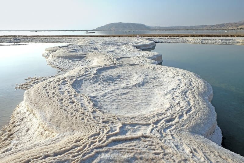 Mount Sdom and Patterns of Salt on the Dead Sea in Ein Bokek Stock ...