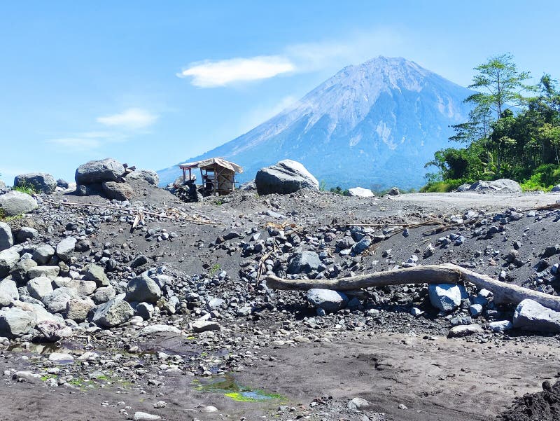 Mount Semeru during the Day with a River Foreground Stock Photo - Image ...