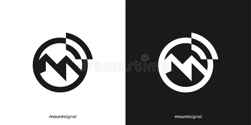 Simple Mount Signal Logo. Mountain Hill Peaks Summit and Wifi Signal ...