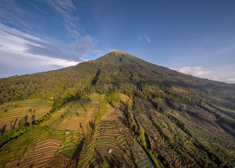 Mount Sindoro with Aerials View Stock Image - Image of nature, embung ...