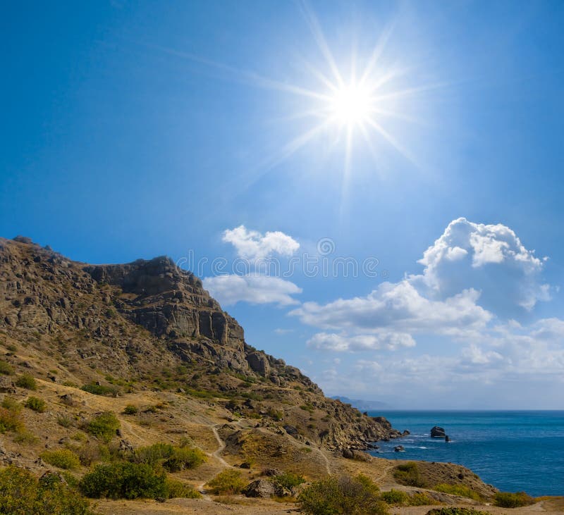 Mount Slope Above a Sea at the Sunny Day Stock Image - Image of nature ...