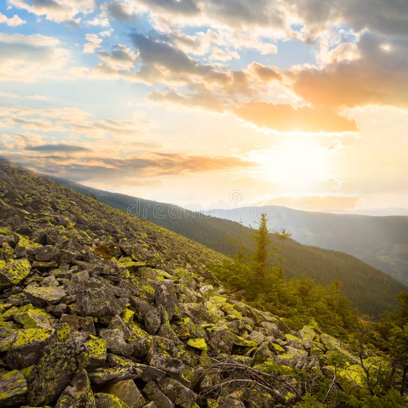 Mount Slope Covered by a Stones Stock Image - Image of light, landscape ...