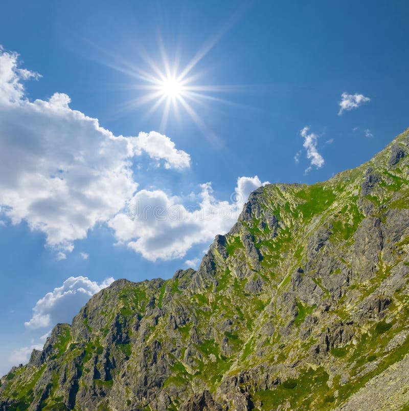 Mount Slope in Light of Sparkle Sun Stock Image - Image of outdoor ...