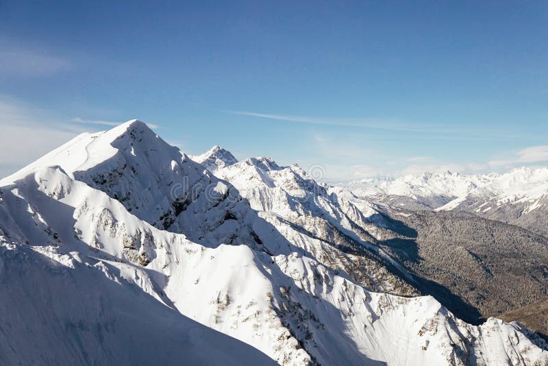 The Top of Mount Snow Winter Ski Resort Stock Image - Image of range ...