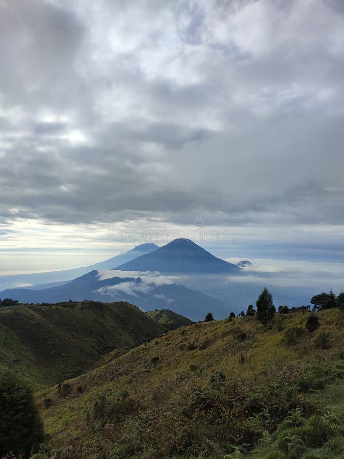 Mount Sumbing and Sindoro from the Top of Mount Prau Stock Photo ...
