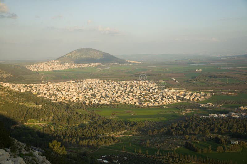 Biblical Mount Tabor and the Arab Village Stock Photo - Image of region ...