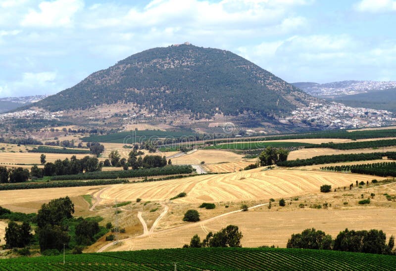 Biblical Mount Tabor and the Arab Village Stock Photo - Image of region ...
