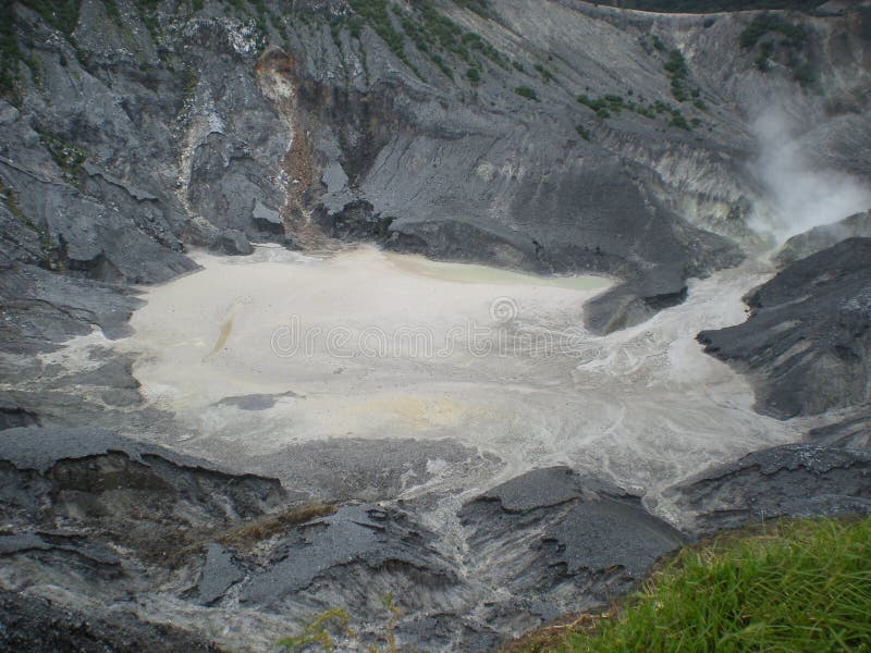 Mount Tangkuban Parahu Crater, Surrounded by Black Sand Typical of ...