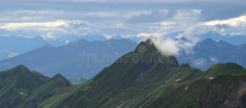 Mount Tannhorn Seen from Brienzer Rothorn. Stock Image - Image of ...