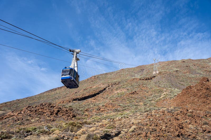 Mount Teide Cable Car Going Up To Volcano Stock Photo - Image of ...