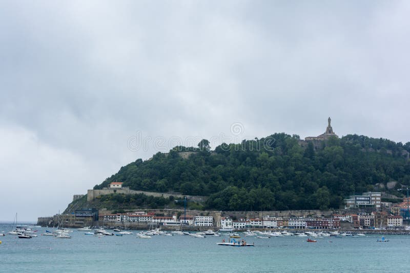 Mount Urgull in San Sebastian City Bay, Basque Country, Spain ...