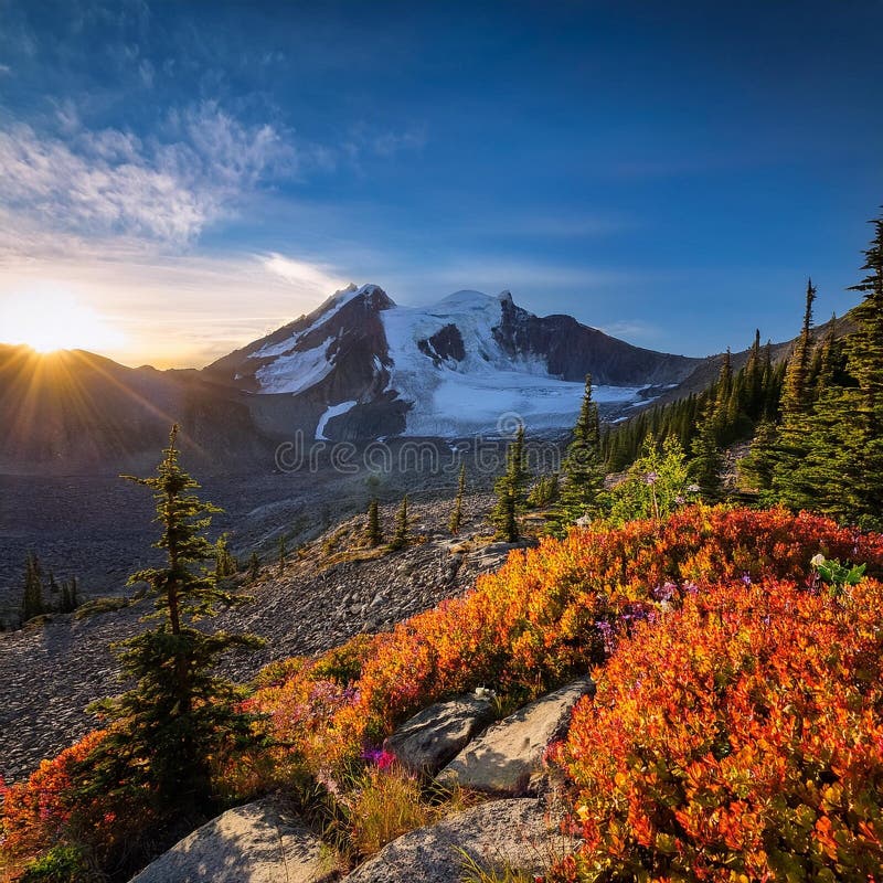 Mount Widson and Nature during Solstice Genaret AI Stock Illustration ...
