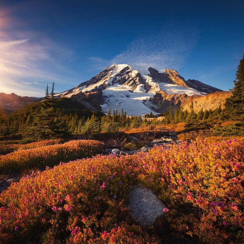 Mount Widson and Nature during Solstice Genaret AI Stock Illustration ...