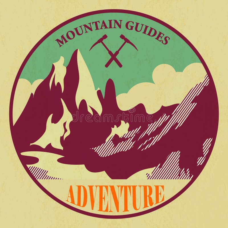 Mountain adventure label stock illustration. Illustration of resort ...