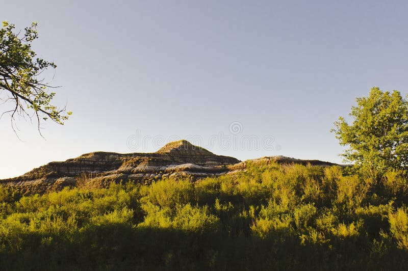 Mountain in Alberta Badlands Stock Photo - Image of straited, layers ...