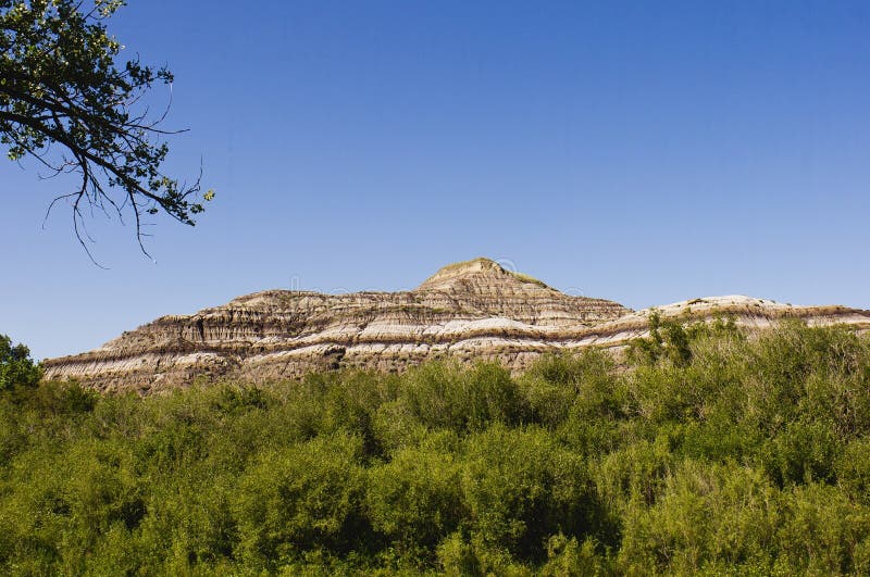Mountain in Alberta Badlands Stock Image - Image of geology, layers ...