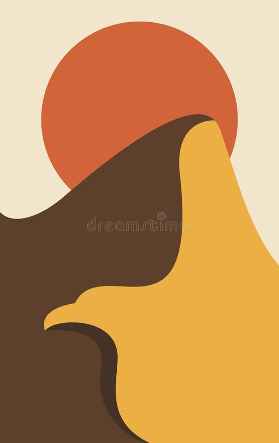 Mountain Art Eagle with Sun Background Vector Stock Vector - Illustration of hand, circle: 359093845