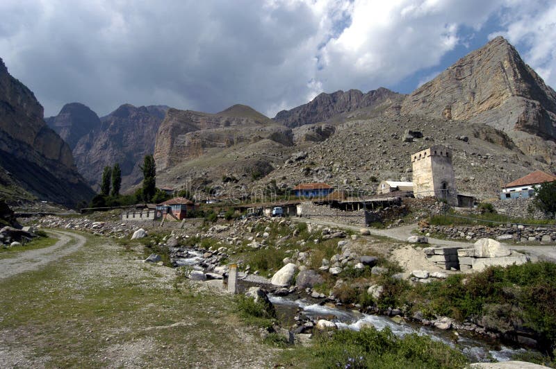 Mountain Aul in Mountains of Caucasus Stock Photo - Image of russia ...