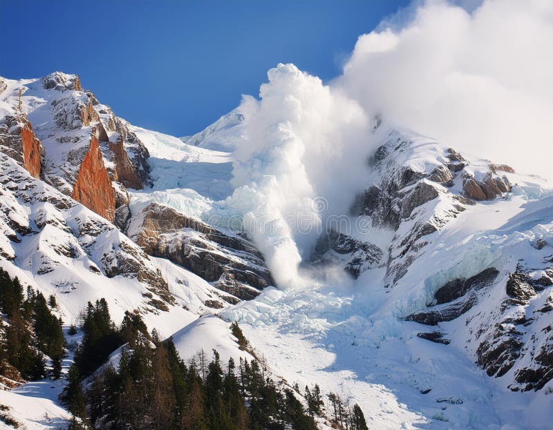 Mountain, Avalanche and Snow Danger with Natural Disaster with ...