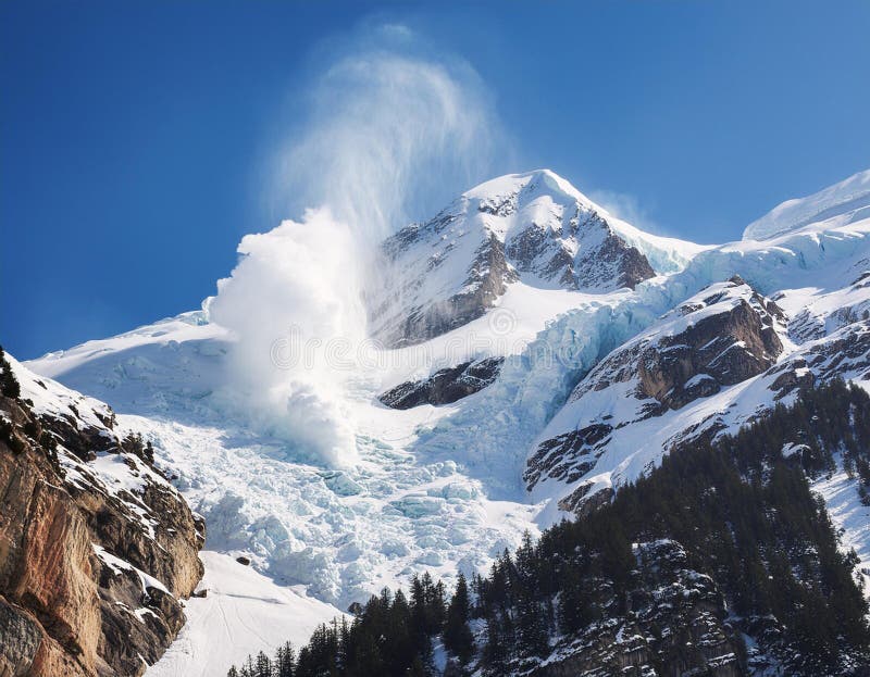 Mountain, Avalanche and Snow Danger with Natural Disaster with ...