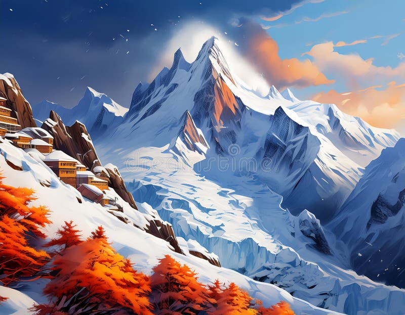 Mountain, Avalanche and Snow Danger with Natural Disaster with ...